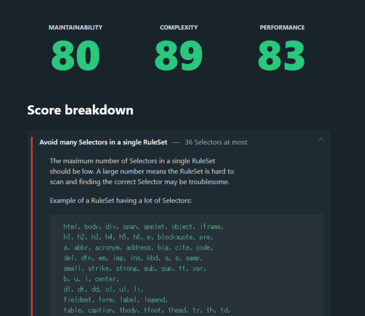オンラインでCSSの品質をスコア化してくれるツール CSS Code Quality | JunJunWeb.Net